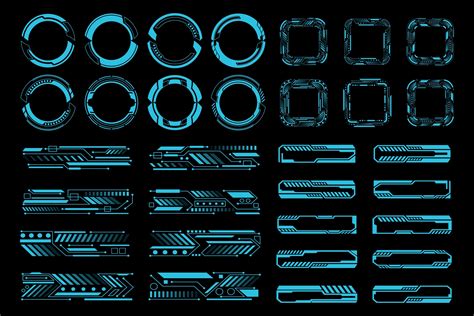 Blue Neon Sci Fi Hud Ui Elements Set Graphic By Ozan ID Creative Fabrica