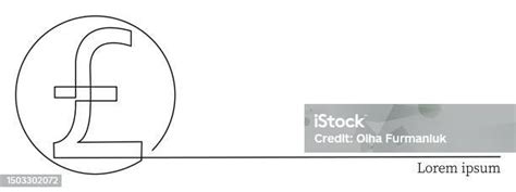 파운드 스털링 통화 하나의 라인 아트 연속 등고선 그리기 비즈니스를 위한 손으로 그린 아이콘 국제 금융 가치 기호 웹 디자인을 위한 트렌디한 템플릿 소셜 미디어 편집 가능한