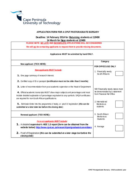 Late Applications Cput Doc Template Pdffiller