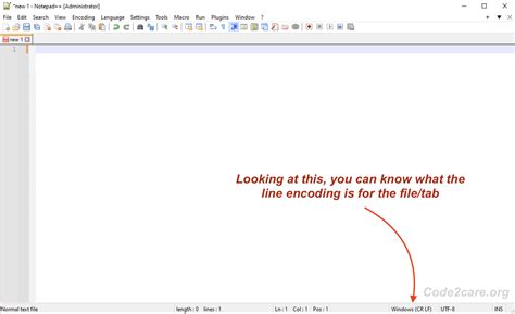 Customizing Notepad New Document Line Encoding Crlfcr Lf Code2care