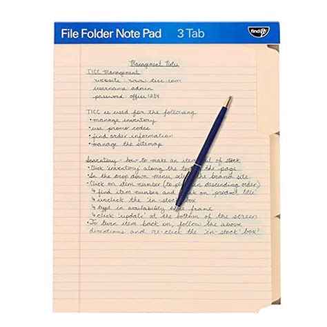 Find It File Folder Notepad Pack Of 12 95 X 125 Inch Notebook Organizer