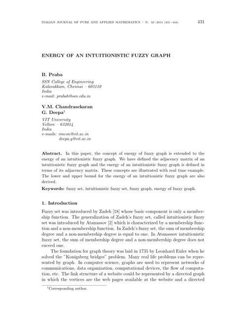 Pdf Energy Of An Intuitionistic Fuzzy Graph
