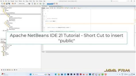 Apache Netbeans Ide 21 Tutorial Short Cut To Insert Public Pu Tab Key Youtube