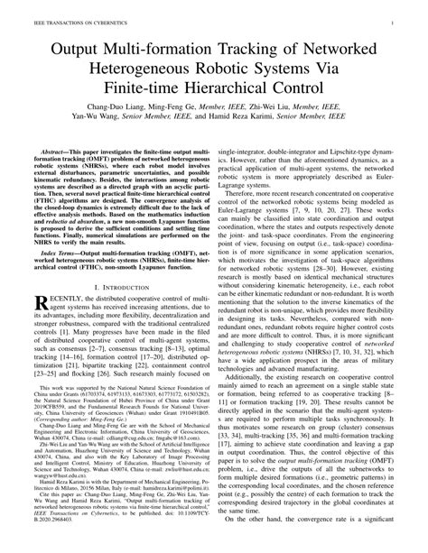 Pdf Output Multiformation Tracking Of Networked Heterogeneous Robotic