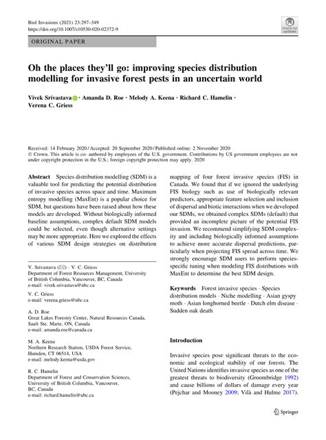 Improving Species Distribution Modelling For Invasive Forest Pests In An Uncertain World Docslib