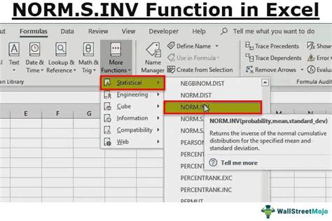 NORM S INV Function In Excel Formula Example How To Use