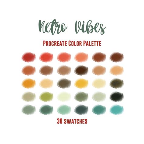 Retro Vibes Color Palette Procreate Color Palette Procreate Etsy