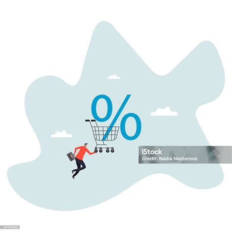 쇼핑 할인 비율 모기지 대출 이자율 또는 투자 수익 및 Profitcharacter 디자인 경제에 대한 스톡 벡터 아트 및 기타 이미지 Istock