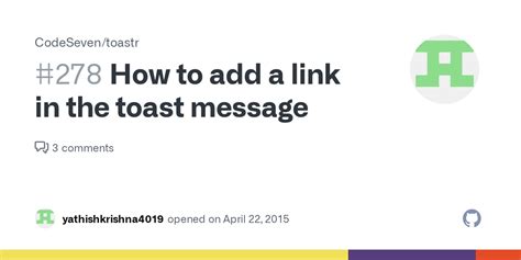 how to add a link in the toast message · issue 278 · codeseven toastr · github