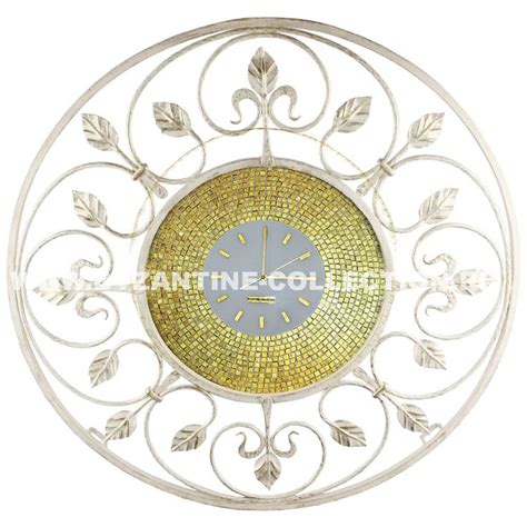 Часы настенные в стиле Арт Деко с элементами ковки и циферблатом из смальты и цветного стекла
