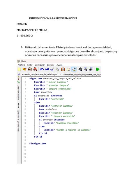 introduccion a la programacin examen introduccion a la programacion
