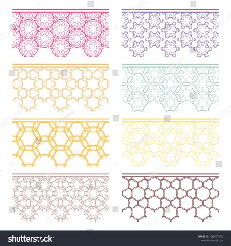 Set Colorful Seamless Borders Line Patterns Stock Vector Royalty Free Shutterstock