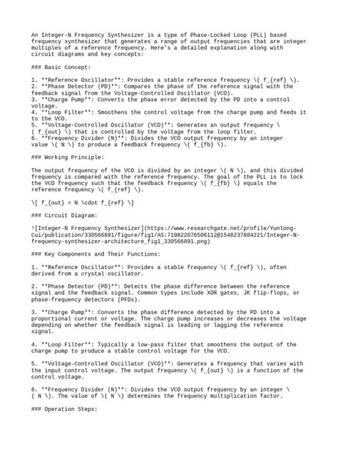 An Integer N Frequency Synthesizer Pdf Detector Radio Analog Circuits