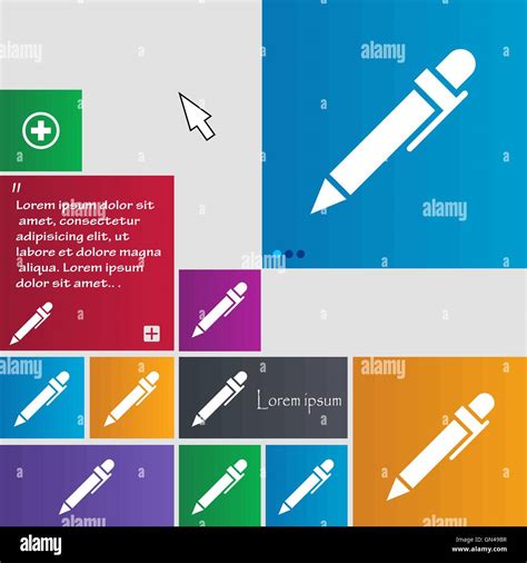 Pen Icon Sign Buttons Modern Interface Website Buttons With Cursor Pointer Vector Stock