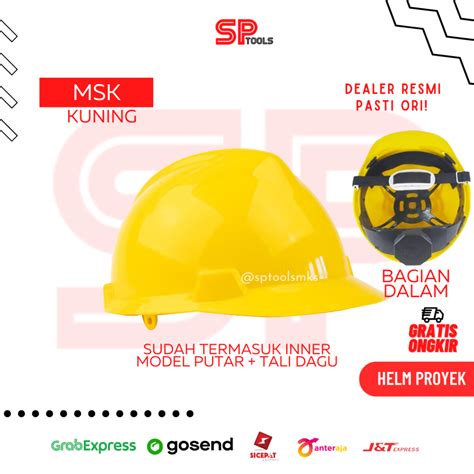 Jual Helm Proyek Safety Msk Kuning Rangka Tali Safety Helmet Sni