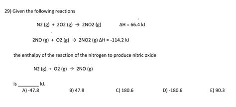 Solved Given The Following Reactions N G O G Chegg