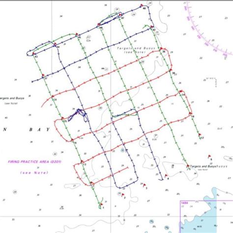 Side Scan Sonar Survey Tracks Colour Coded By Days Of Survey Undertaken Download Scientific