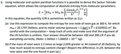 Solved Using Molecular And System Partition Functions It Is Possible