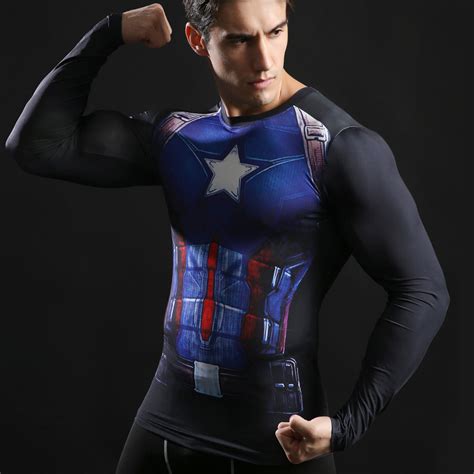 Captain America Full Sleeves Compression T Shirt Real Infinity War