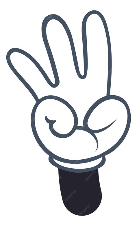 Premium Vector Three Fingers In White Glove Comic Hand Number