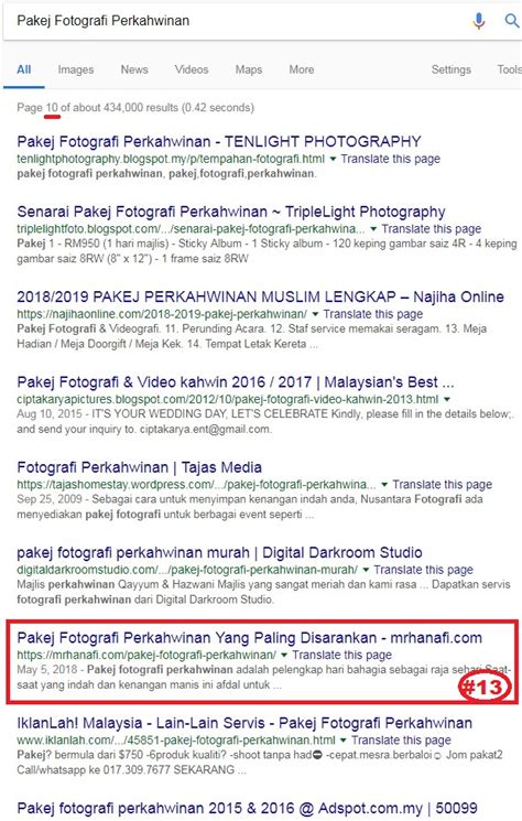 Pemenang Tak Rasmi Contest Seo Pakej Fotografi Perkahwinan