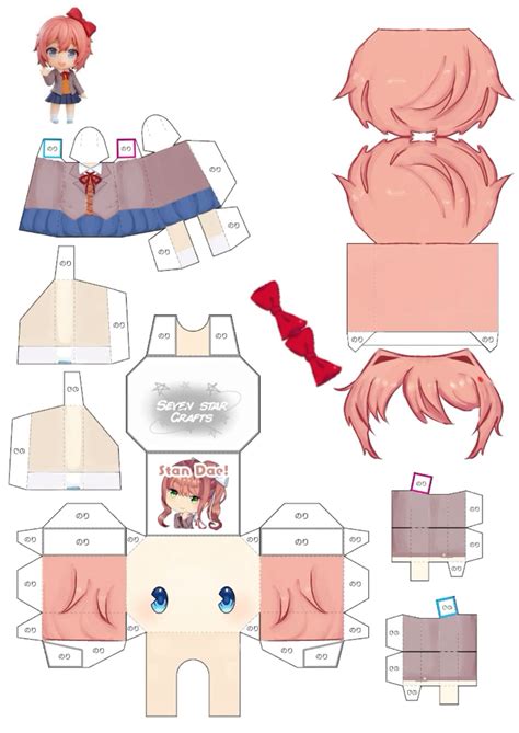 Sayori Papercraft Sayori Reference Sayori Figure Ddlc Chibi Papercraft