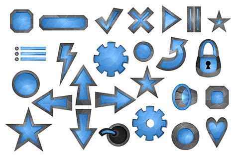 2d Gaming Symbols And Icons Buttons For Play Photo Background And Picture For Free Download