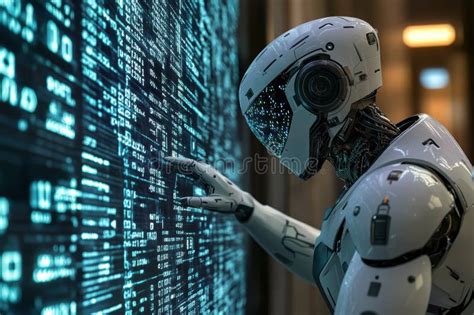 Cybersecurity Android Analyzing Encrypted Data In A Futuristic World Generative Ai Stock Image
