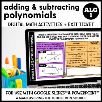Adding And Subtracting Polynomials Digital Math Activity TPT