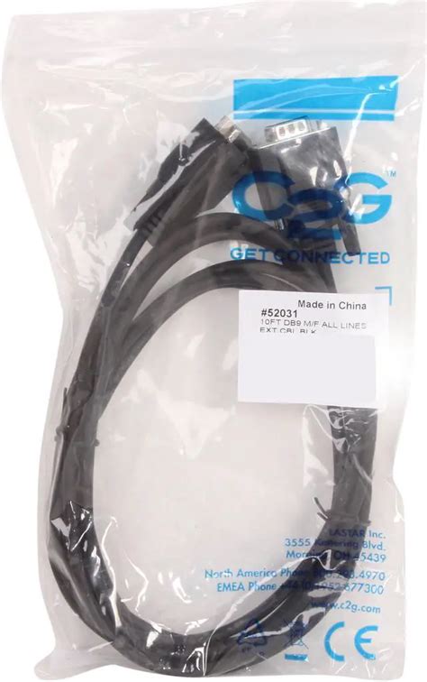 C2g 52031 Db9 M F Serial Rs232 Extension Cable Black 10 Feet 3 04