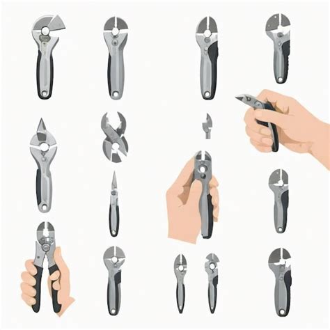 Person Using A Multitool Vector Set White Background Isolated Premium Ai Generated Vector