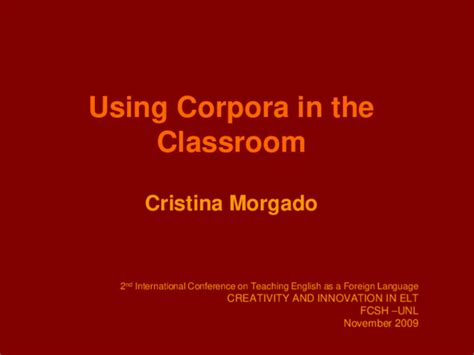 Pdf Using Corpora In The Classroom