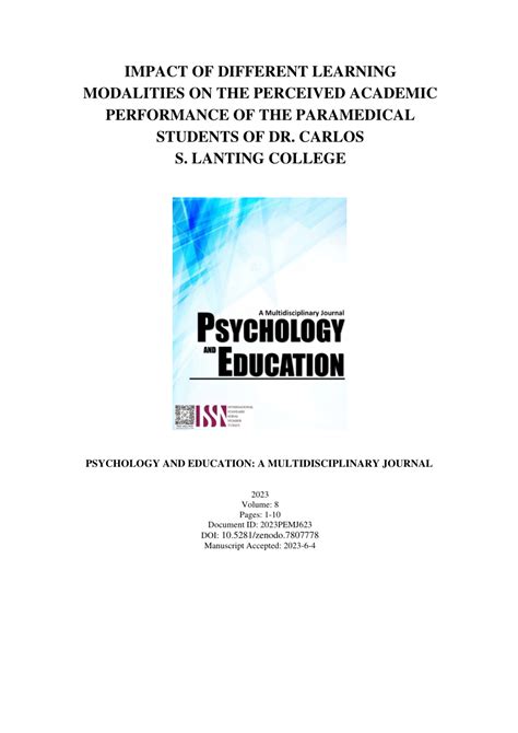 pdf impact of different learning modalities on the perceived academic