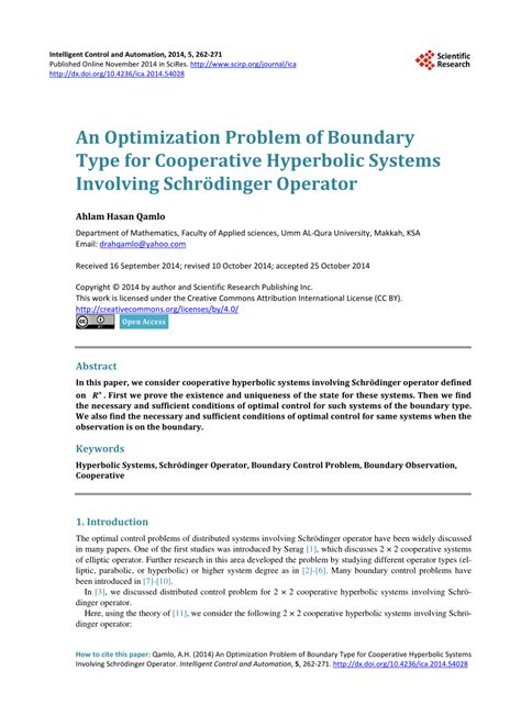 Pdf An Optimization Problem Of Boundary Type For Cooperative Hyperbolic Systems Involving