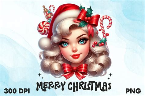 Retro Girl Christmas Sublimation Design Graphic By Cherrydesign