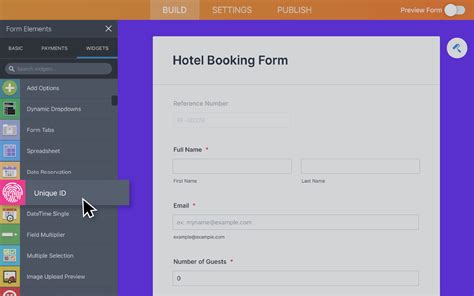 Unique ID Form Widgets Jotform