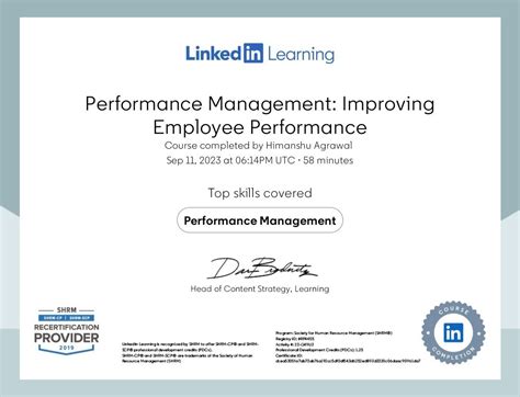 Just Completed The Linkedin Learning On Performance Management Improving Employee