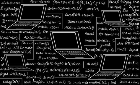 Beautiful Technical Seamless Pattern With Programming Code Plots And