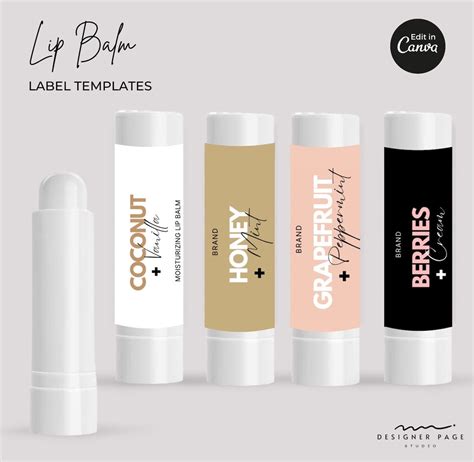 Editable Lip Balm Labels Template Canva Printable Lipbalm Tube Label