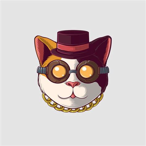 귀여운 스타일의 고양이 일러스트 프리미엄 벡터