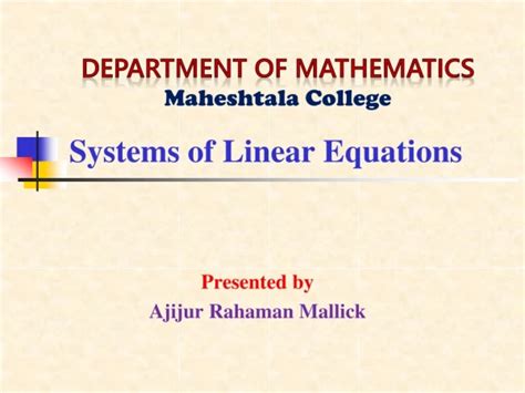PPT Systems Of Linear Equations PowerPoint Presentation Free Download ID