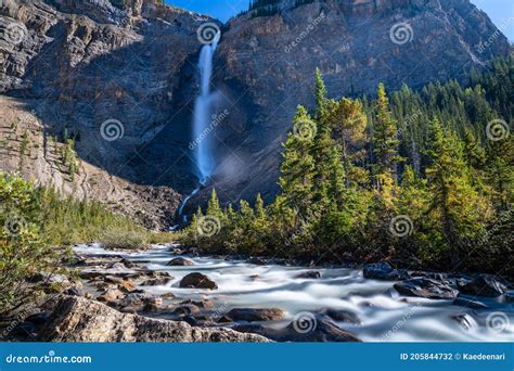 Takakkaw Falls And Yoho River In A Sunny Summer Day Yoho National Park