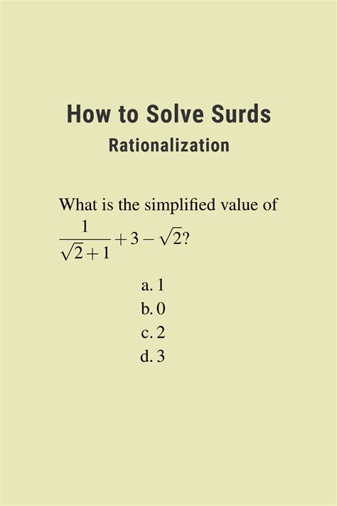How To Solve Surds Part 1 Rationalization Problem Solving Strategies Math Problem Solving