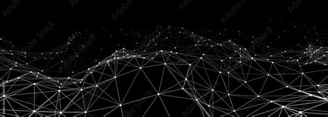 Abstract Digital Background Of Points And Lines Glowing Black Plexus Big Data Network Or