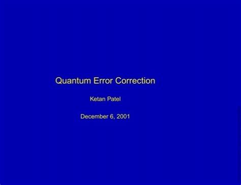 Quantum Error Correction