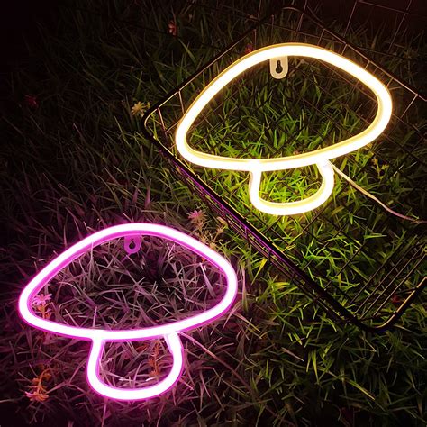 Naierhg Mushroom Neon Sign Led Lamp Usbbattery Operated Non Glaring