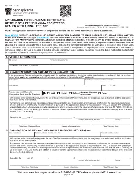 Form Mv 38d Download Fillable Pdf Or Fill Online Application For