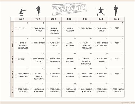 Insanity Workout Calendar Excel