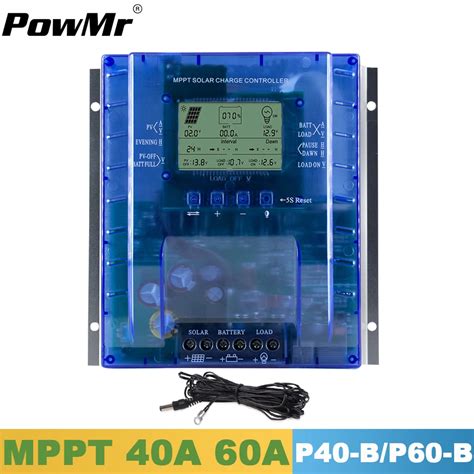 PowMr MPPT Solar Charger Controller 60A 40A 12V 24V LCD Battery Charger High Efficiency All