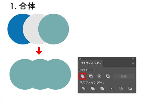 Illustratorでオブジェクトを合体・分割・切り抜く方法（パスファインダーの操作） 変形 Illustrator逆引き辞典 ｜デザインを